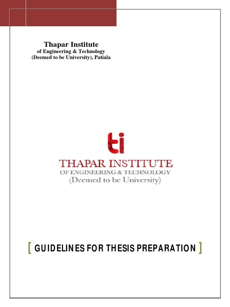 Thapar University ME-MTech Thesis Preparation Guidelines | PDF | Thesis ...