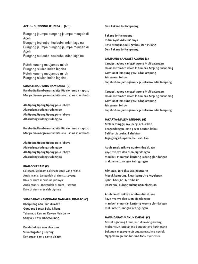 Lirik Lagu Nusantara | PDF