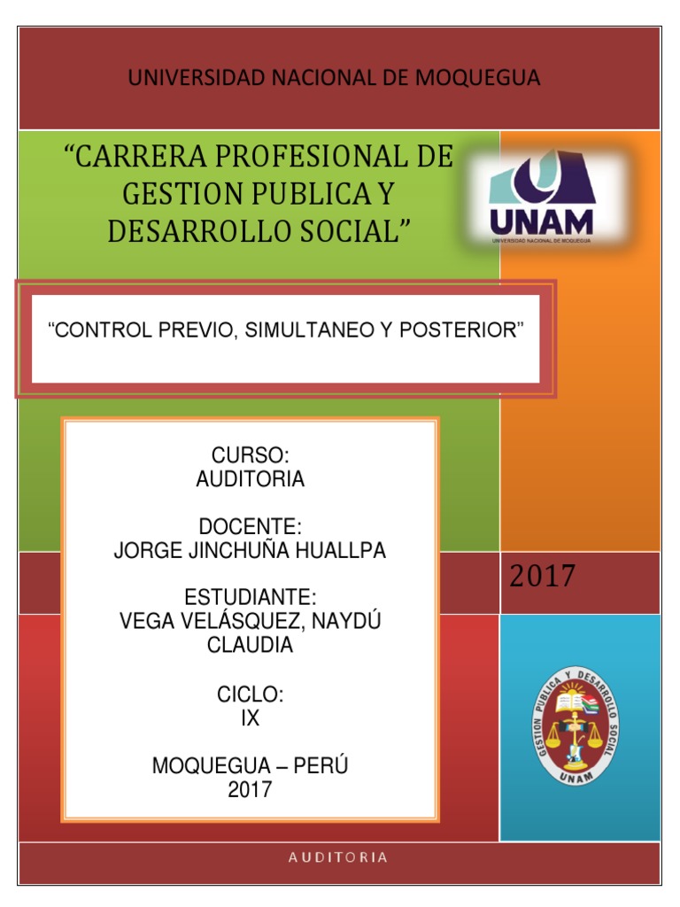 Trabajo Encargado Previo Simultaneo y Posterior | PDF | Auditoría | Administración Pública
