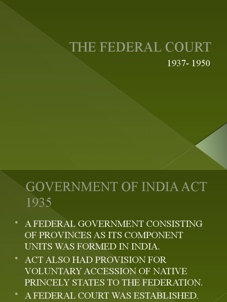 Federal Court Established Under 1935 Government of India Act | PDF