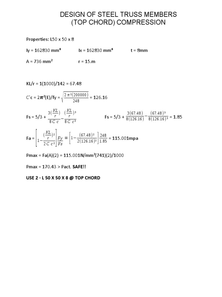 Design of Steel Truss Members | PDF