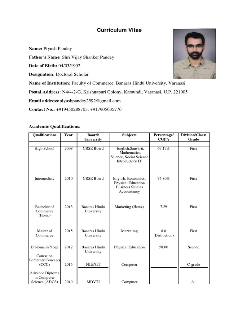 CV Piyush PDF | PDF | Economies