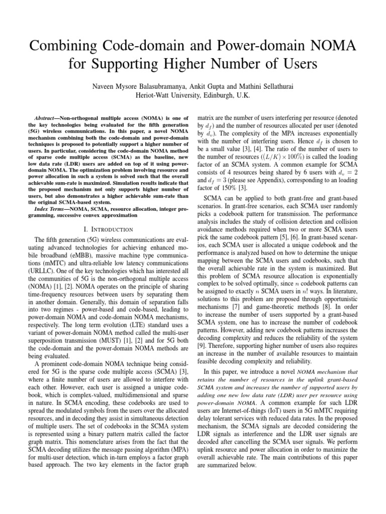 NOMA Mechanism for 5G User Support | PDF | Mathematical Optimization ...