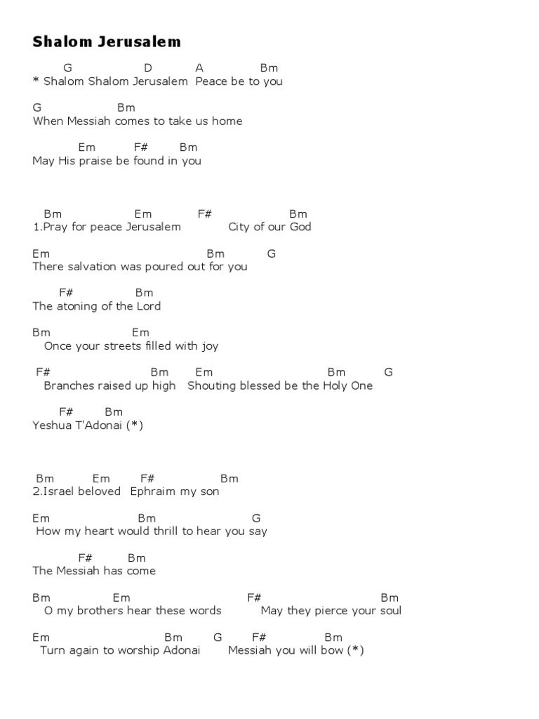 Shalom Jerusalem: Lyrics and Chords | PDF