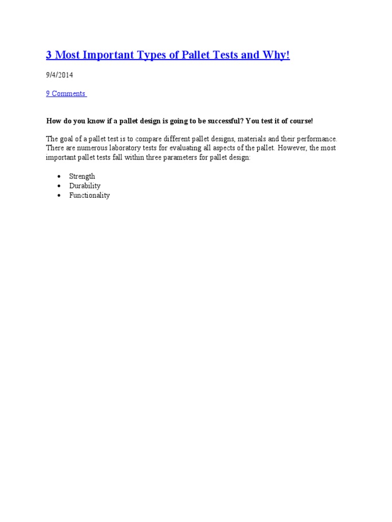 Essential Pallet Testing Types Explained | PDF | Technology & Engineering