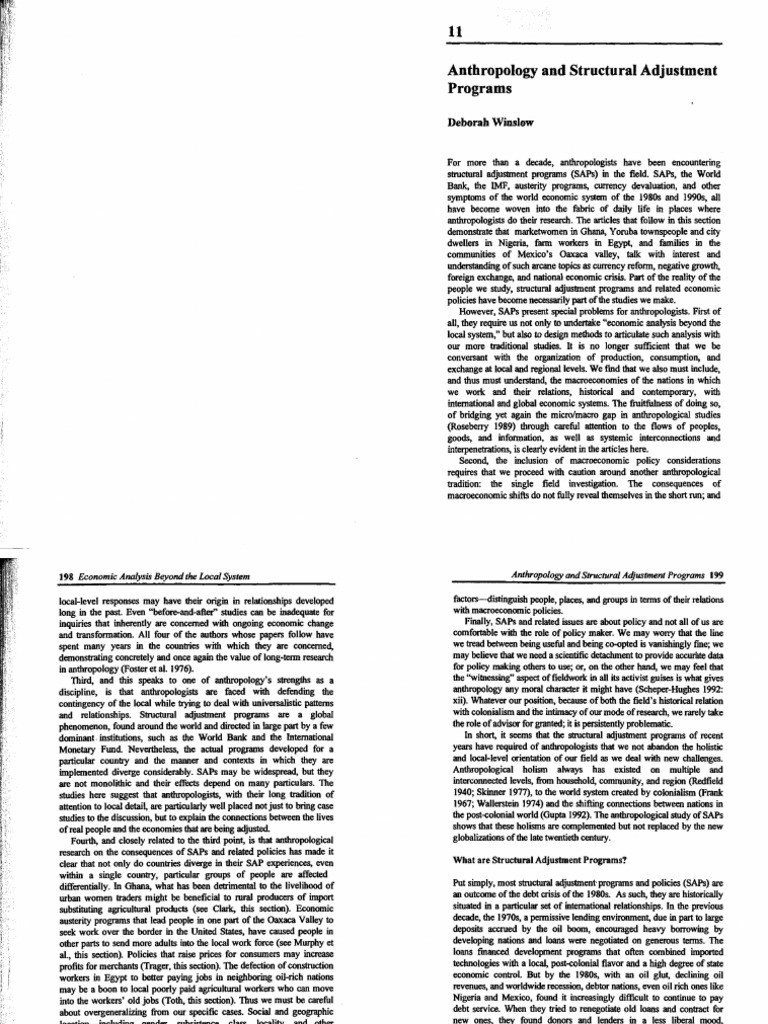 Deborah Winslow Anthropology and Structural Adjustment Programs | PDF ...