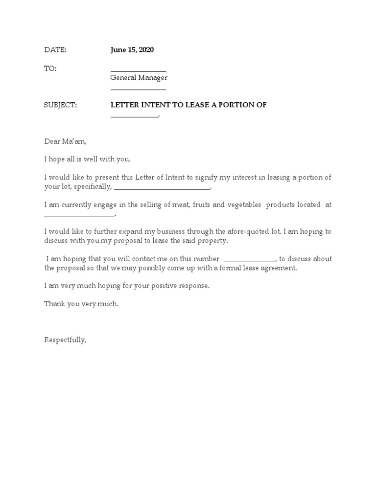 Letter of Intent | PDF