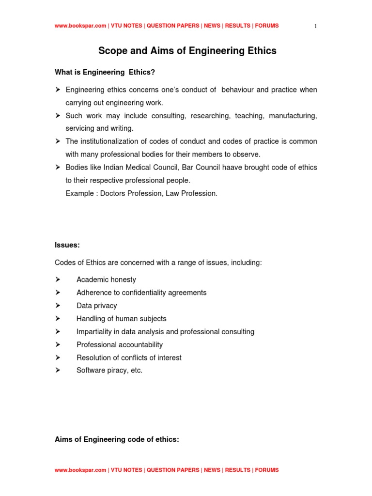 Scope and Aims of Engineering Ethics | PDF | Integrity | Consultant