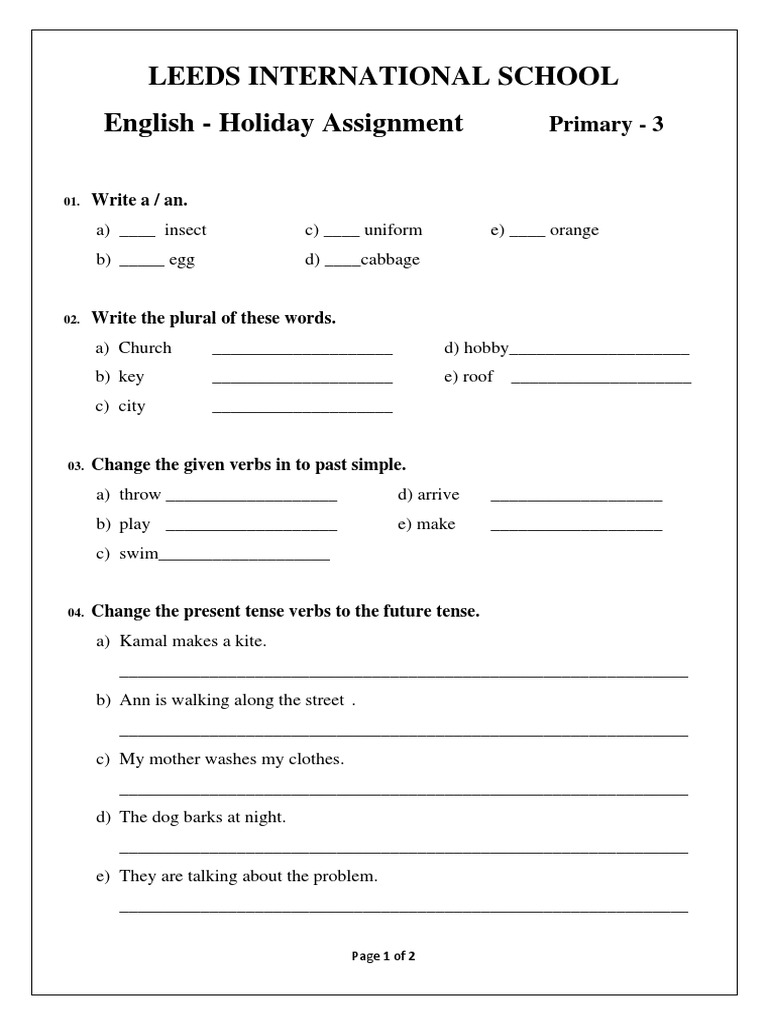 Primary 3 English 23.03.2020 PDF | PDF | English Language | Verb