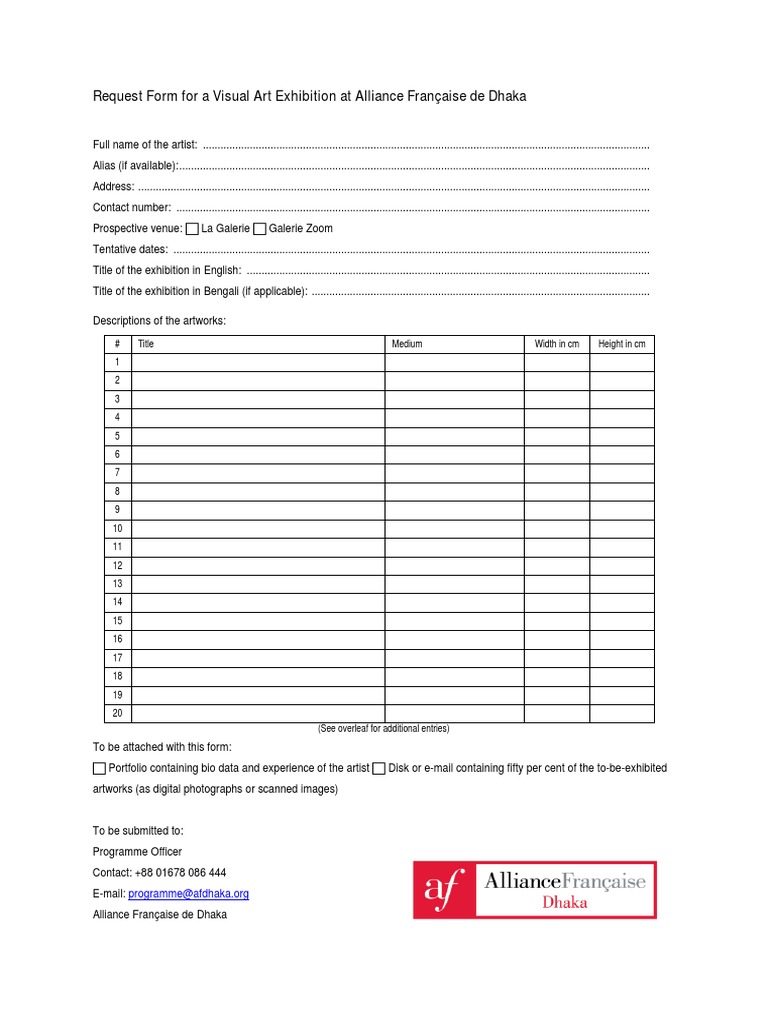 Visual Art Exhibition Request Form | PDF | Media Technology | Imaging