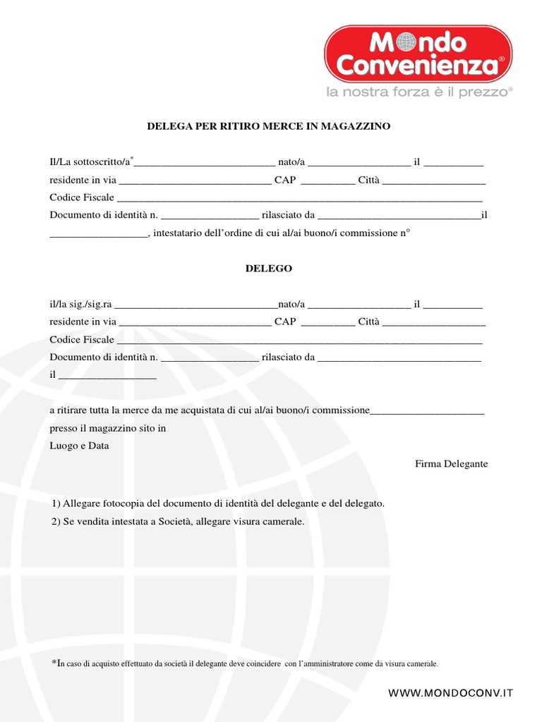 Delega Ritiro Merci PDF | PDF