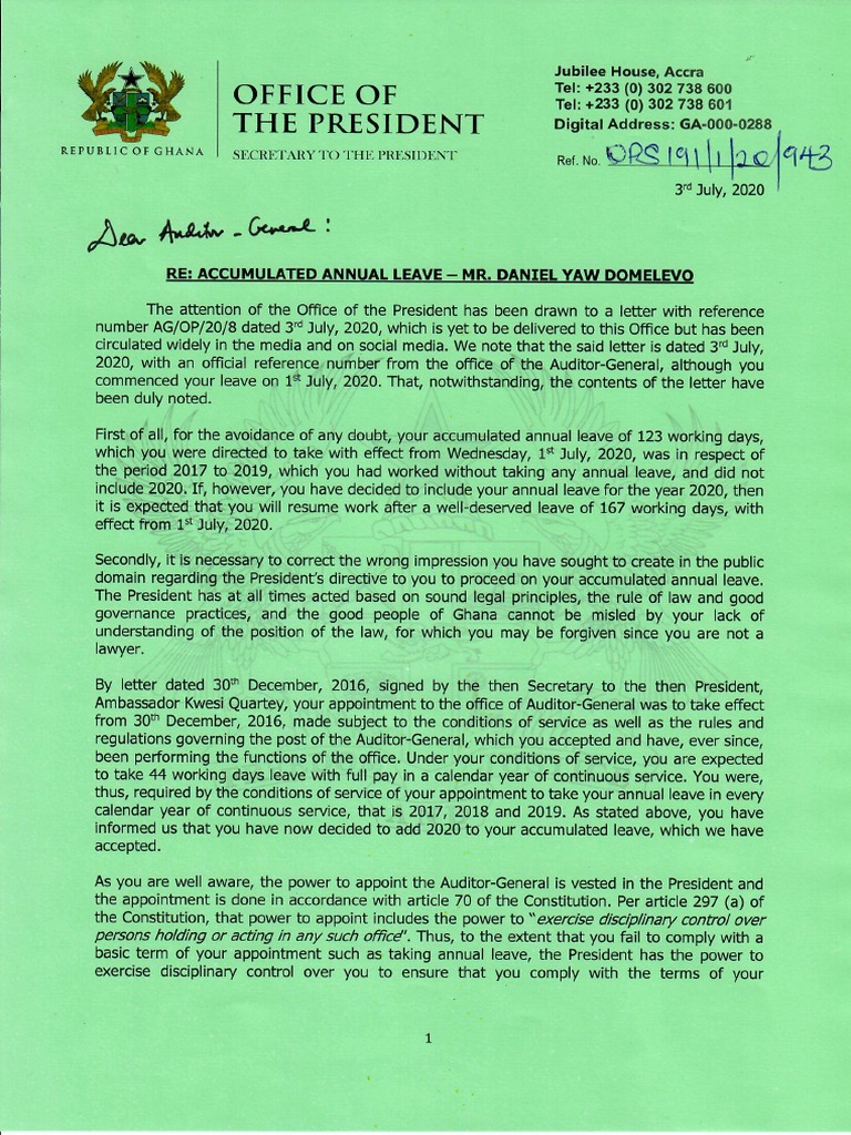 Letter To Auditor-General (Response To Letter From AG) | PDF