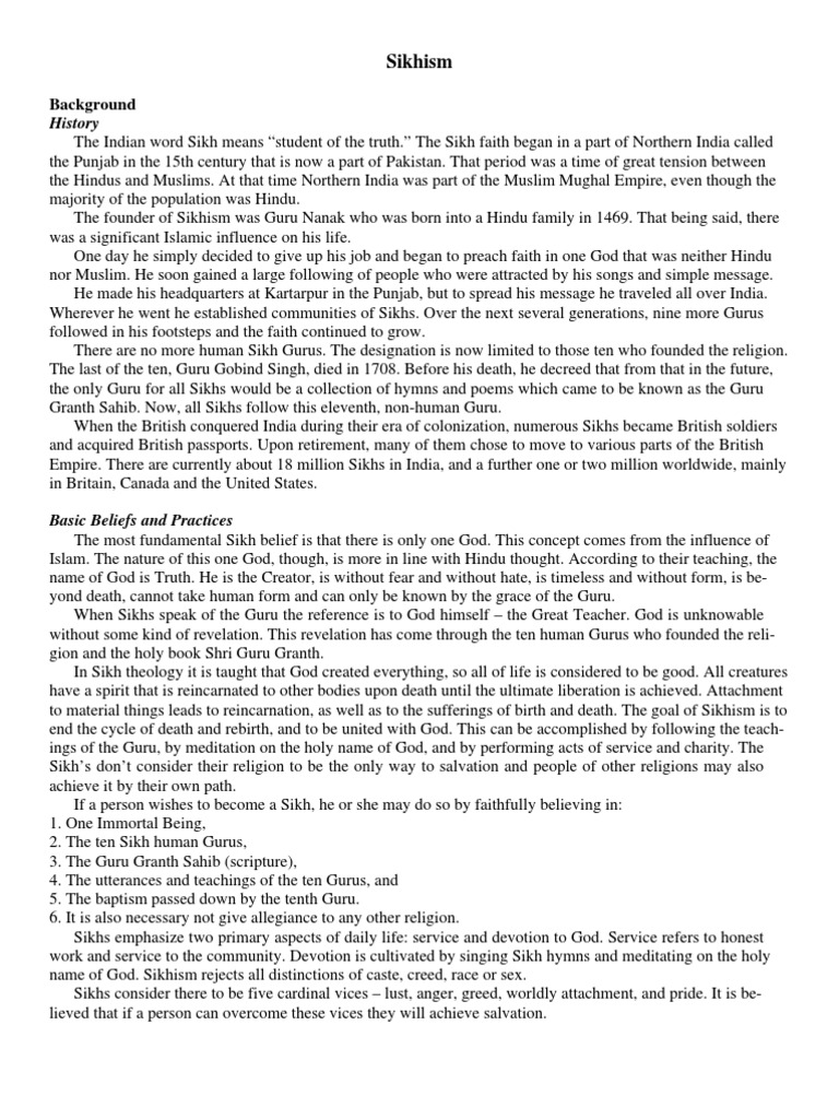 Sikhism | PDF | Sikh | Reincarnation