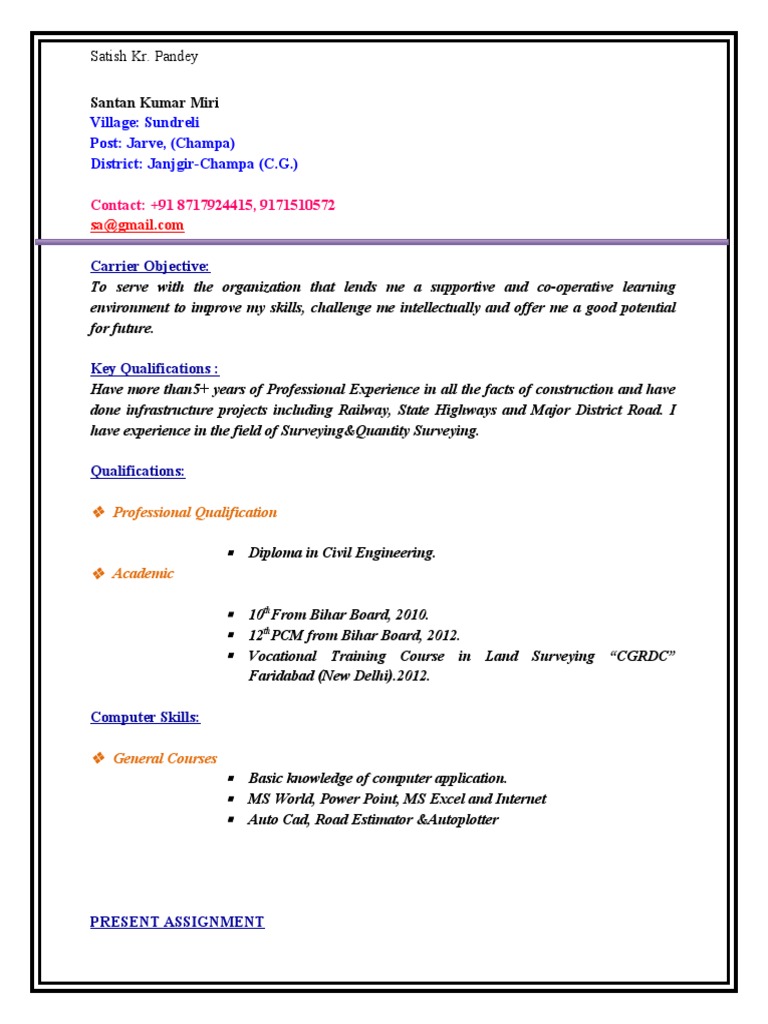 CV - Satish Pandey - QS | PDF | Economic Sectors | Engineering