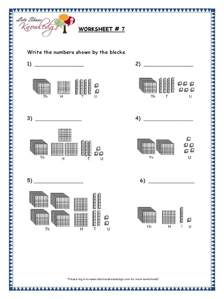 Grade 3 Maths Worksheets Understanding 4 Digit Numbers Page 8 | PDF
