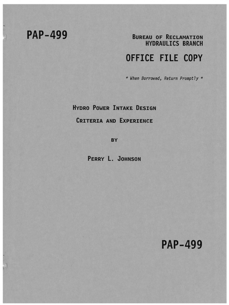 Hydropower Intake Design and Criteria | PDF | Vortices | Hydroelectricity