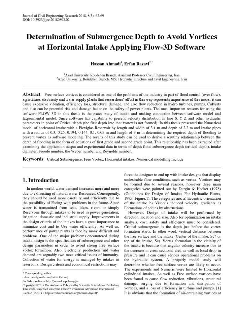 Determination of Submergence Depth | PDF | Computational Fluid Dynamics ...