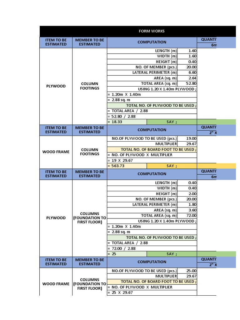 Form Works | Download Free PDF | Length | Framing (Construction)