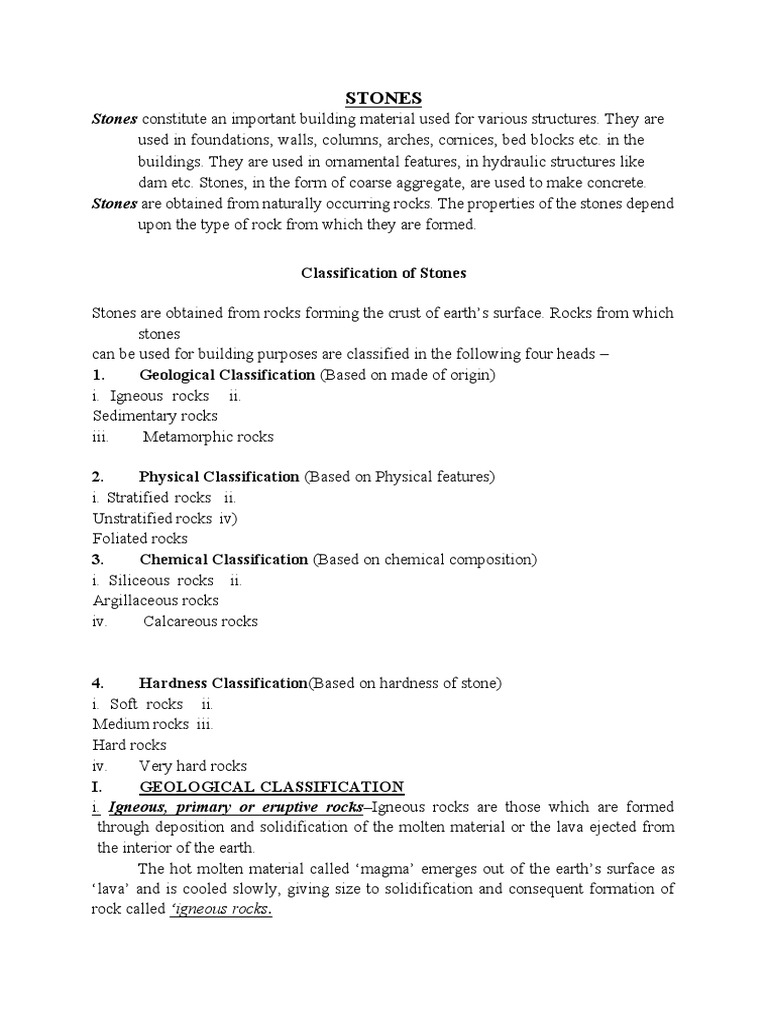 Stones: Stones Constitute An Important Building Material Used For ...