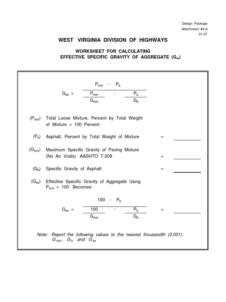 Effective Specific Gravity Calculation | PDF