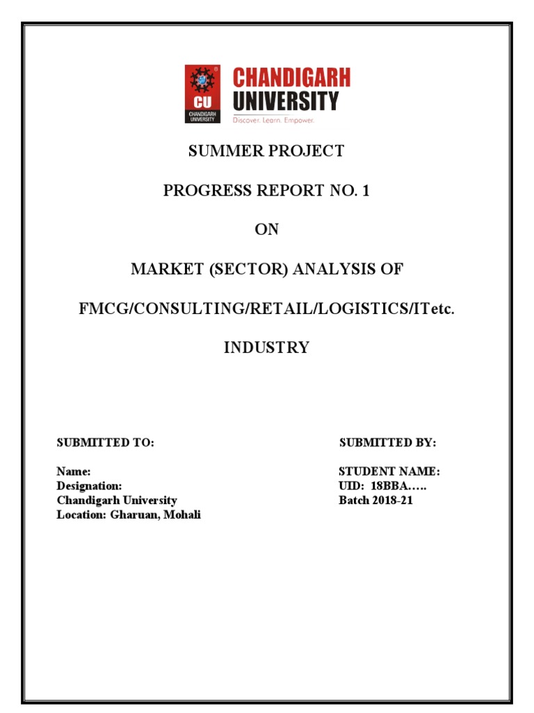 Cover Pages of Progress Reports 1,2,3,4 Formats | PDF