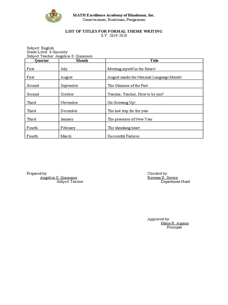Math Excellence Academy Of Binalonan Inc Pdf