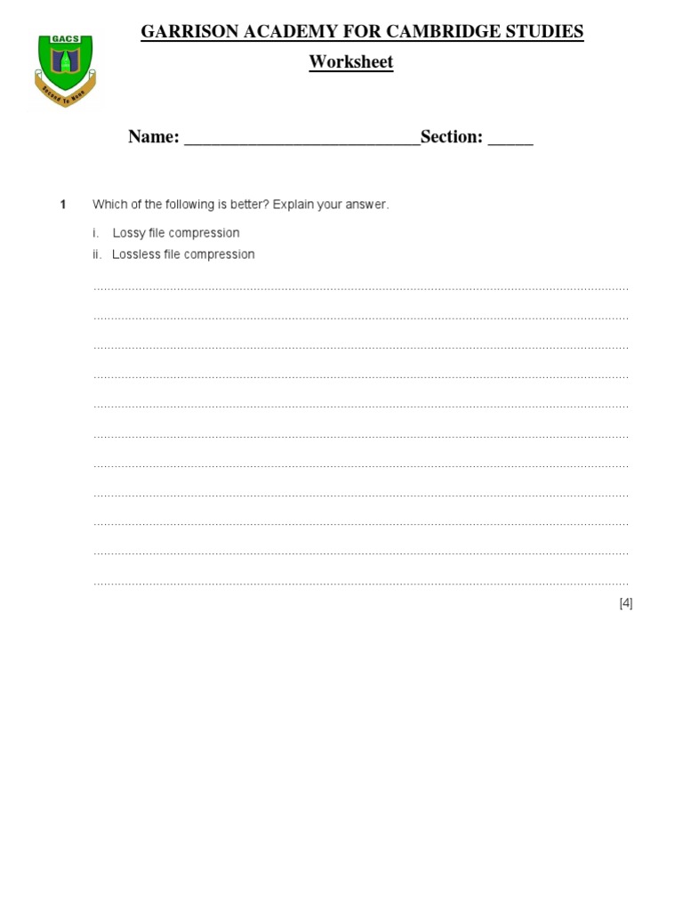 Computer Worksheet RAM & ROM | PDF | Data Compression | Electronic ...