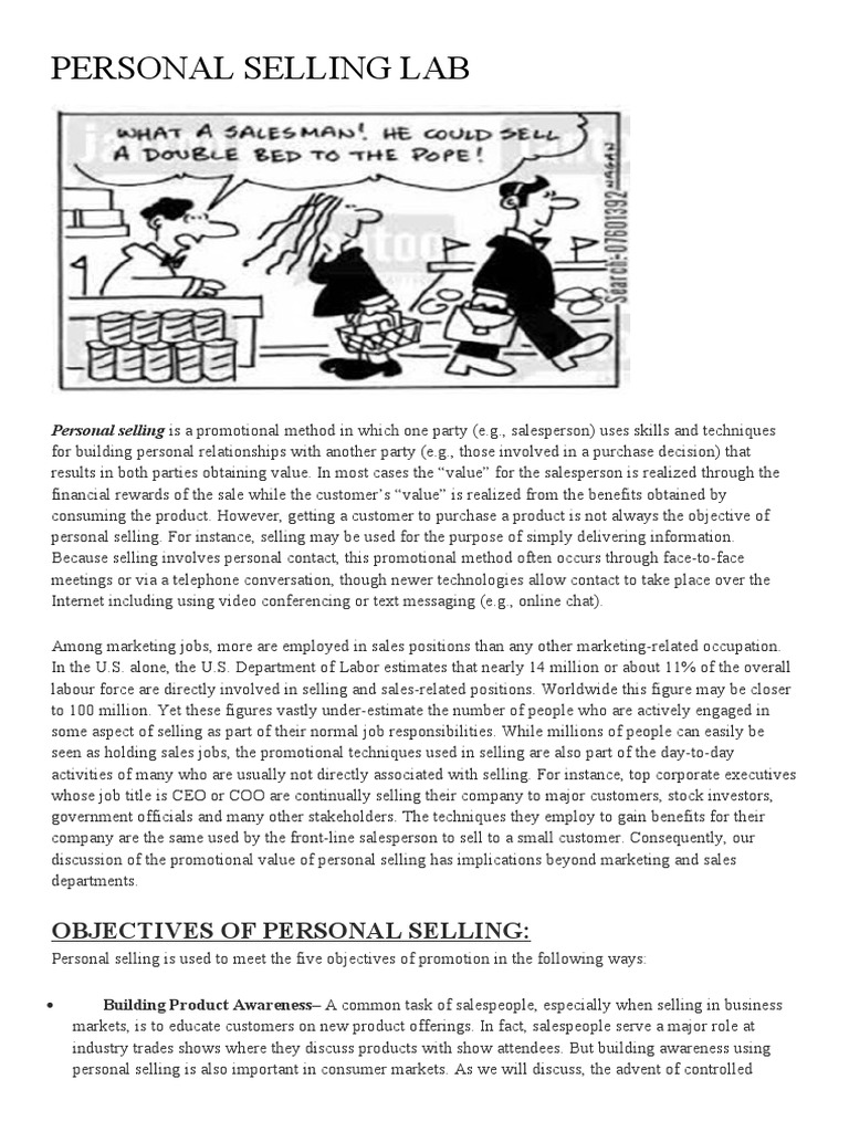 Personal Selling Lab | PDF | Sales | Media Manipulation