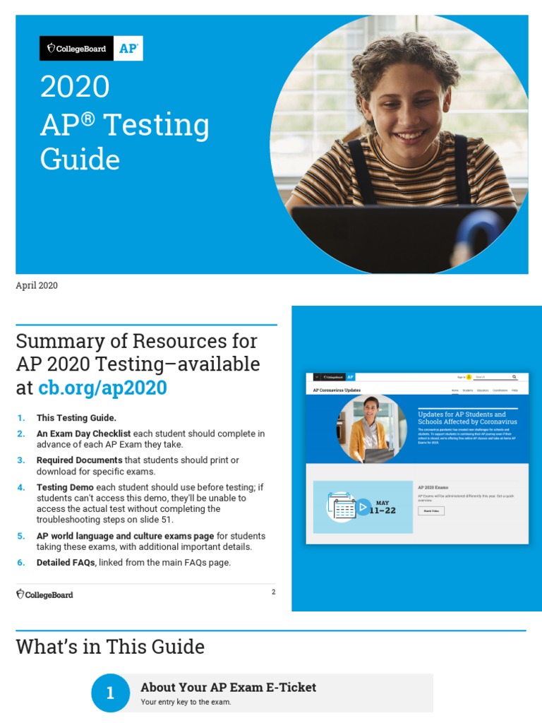 AP Testing Guide 2020 | PDF | Mobile App | Tablet Computer