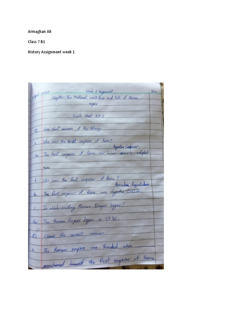 Armaghan Ali Class 7 B1 History Assignment Week 1 | PDF