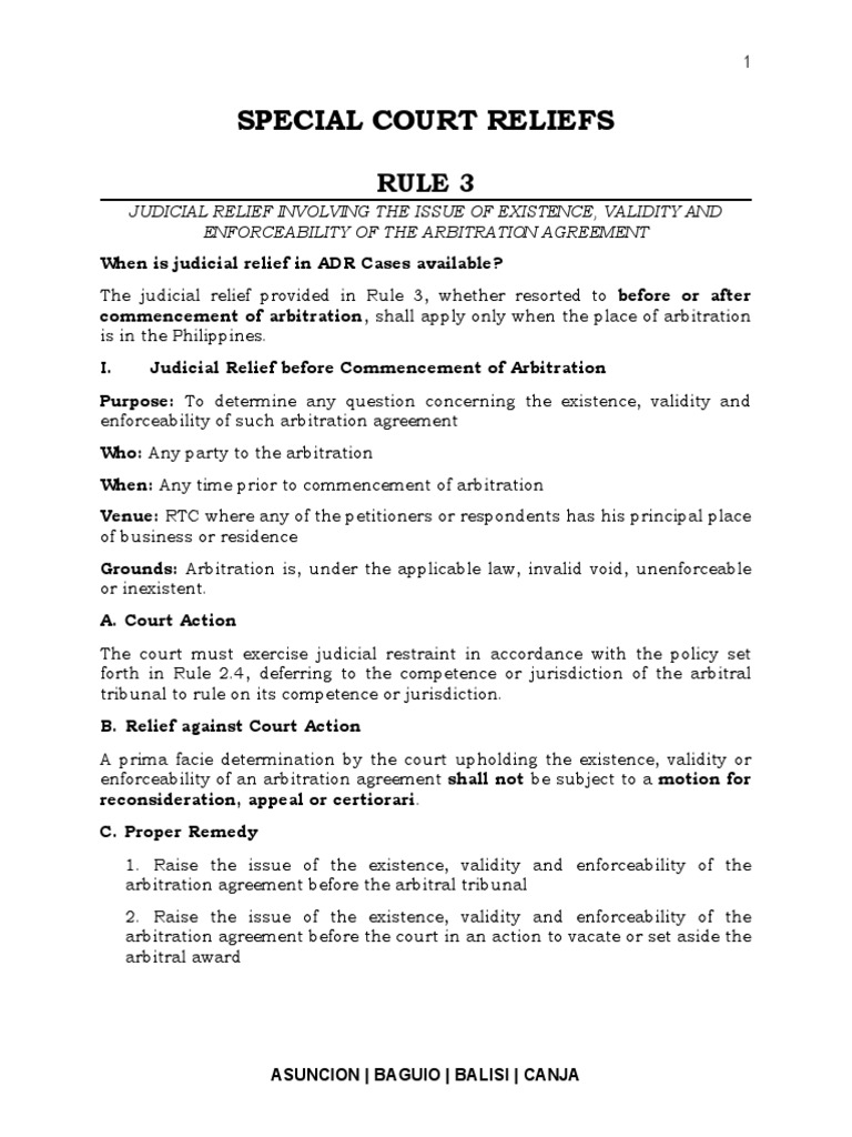 Special Court Reliefs: Rule 3 | PDF | Arbitration | Discovery (Law)