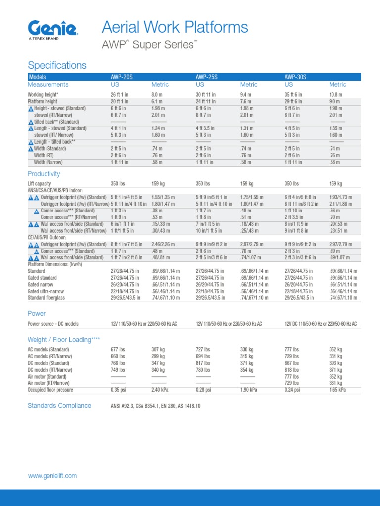 Aerial Work Platforms: AWP Super Series | PDF | Alternating Current ...