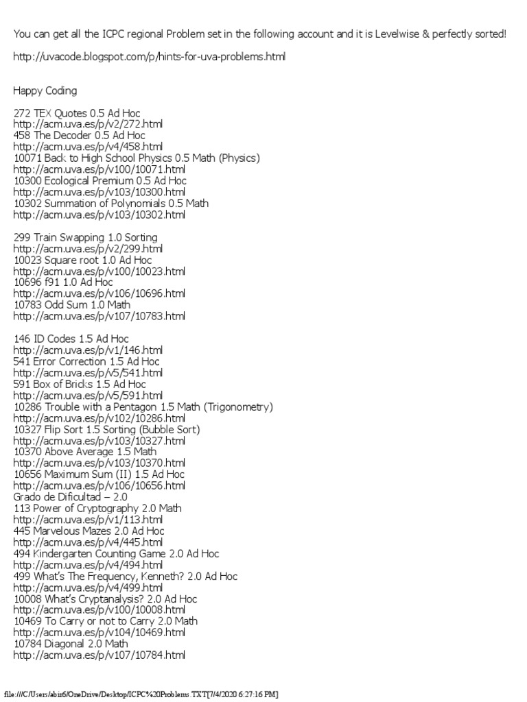 ICPC Problems | PDF | Wireless Ad Hoc Network | Discrete Mathematics