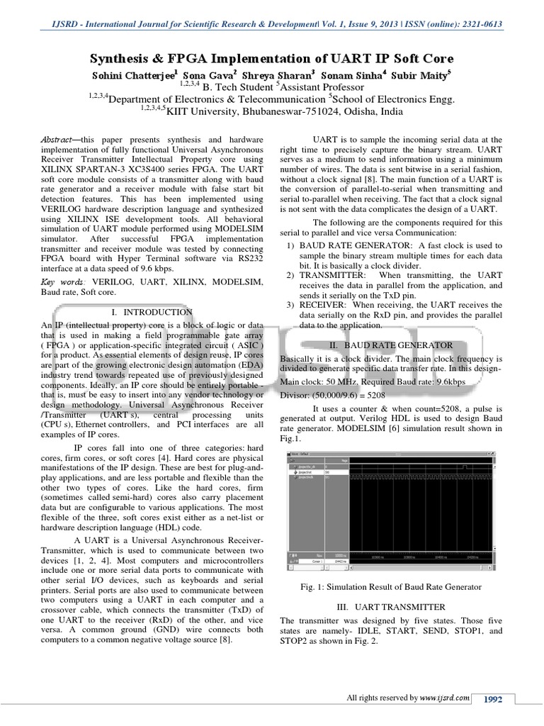 Synthesis And Fpga Implementation Of Uar Pdf Pdf Field Programmable Gate Array Electronic