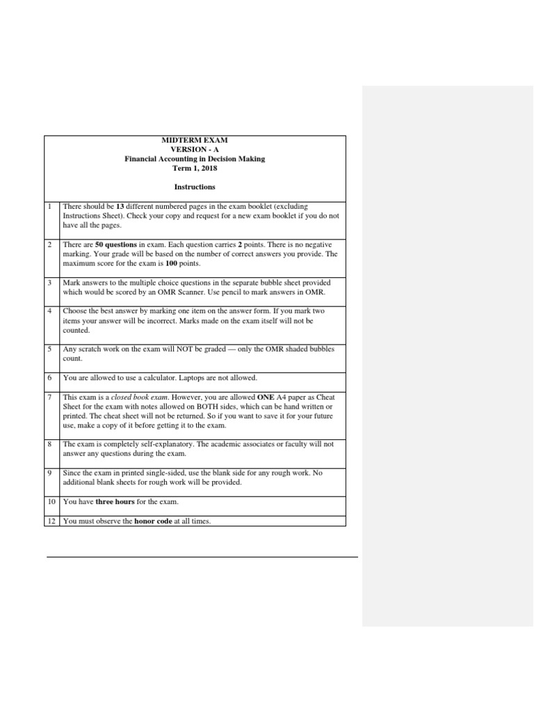 Financial Accounting Midterm Exam 2018 | PDF | Debits And Credits | Expense