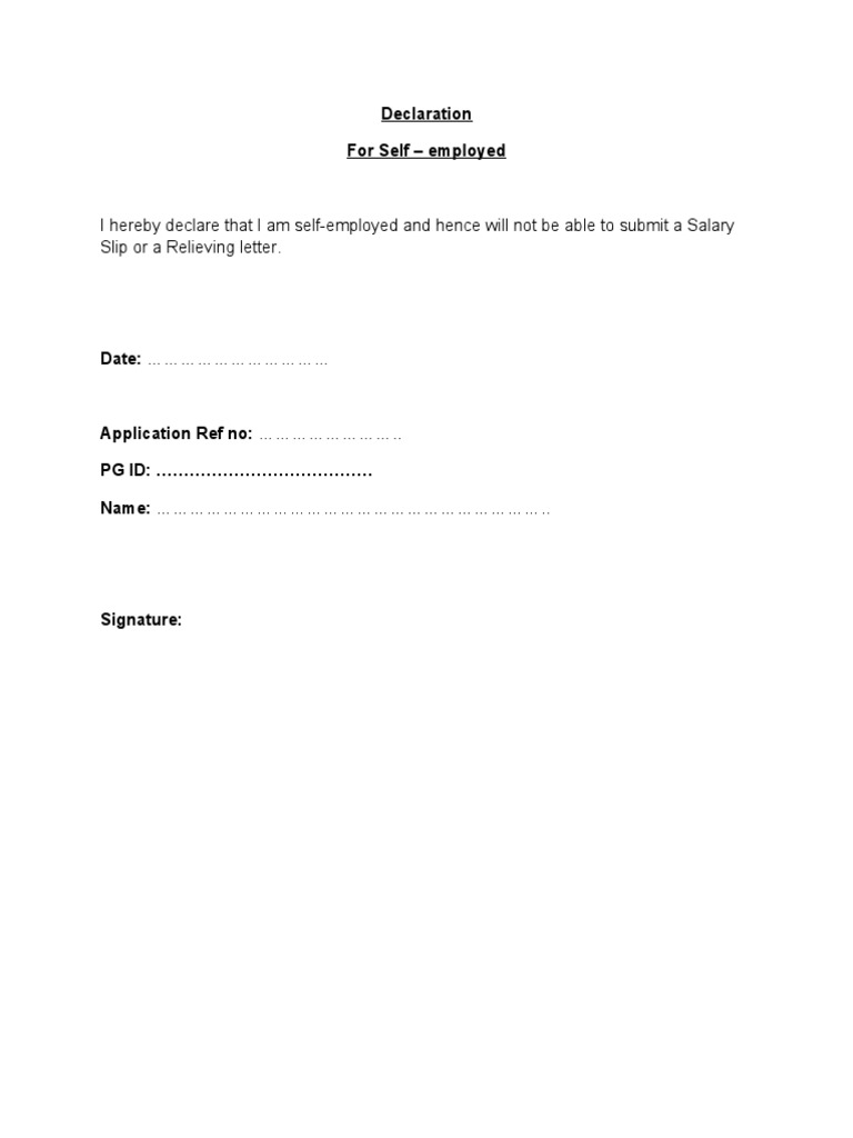 Self Emp Declaration | PDF