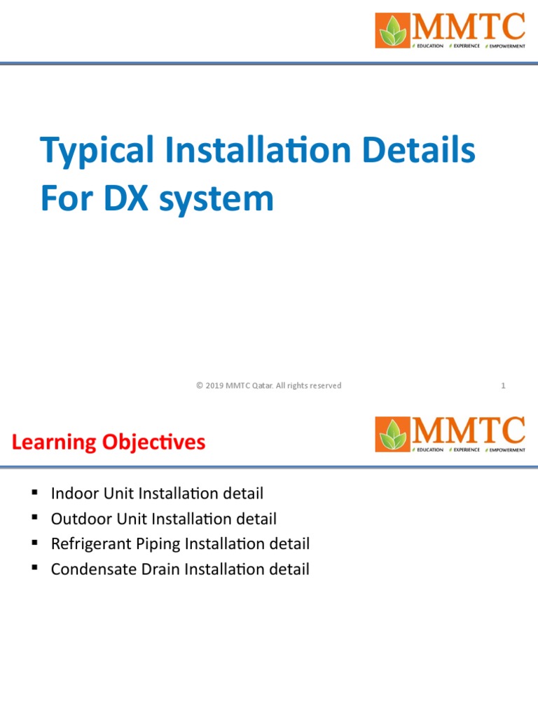 Typical Installation Details For DX System: © 2019 MMTC Qatar. All ...
