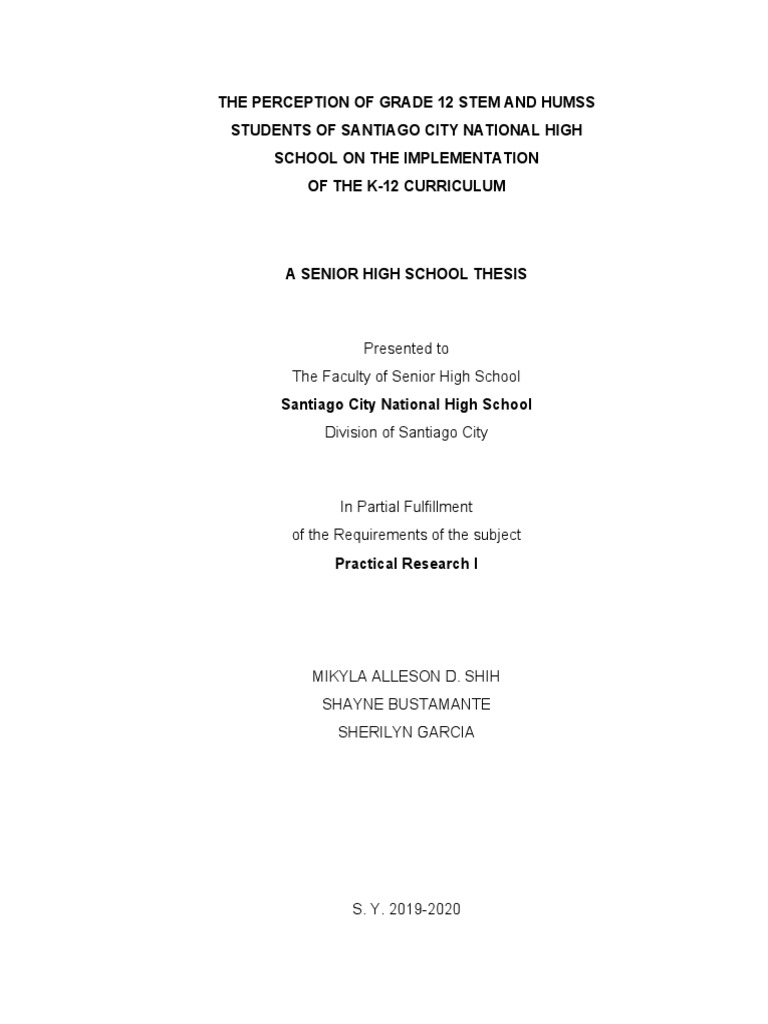 The Perception of Grade 12 Stem and Humss Students of Santiago City ...