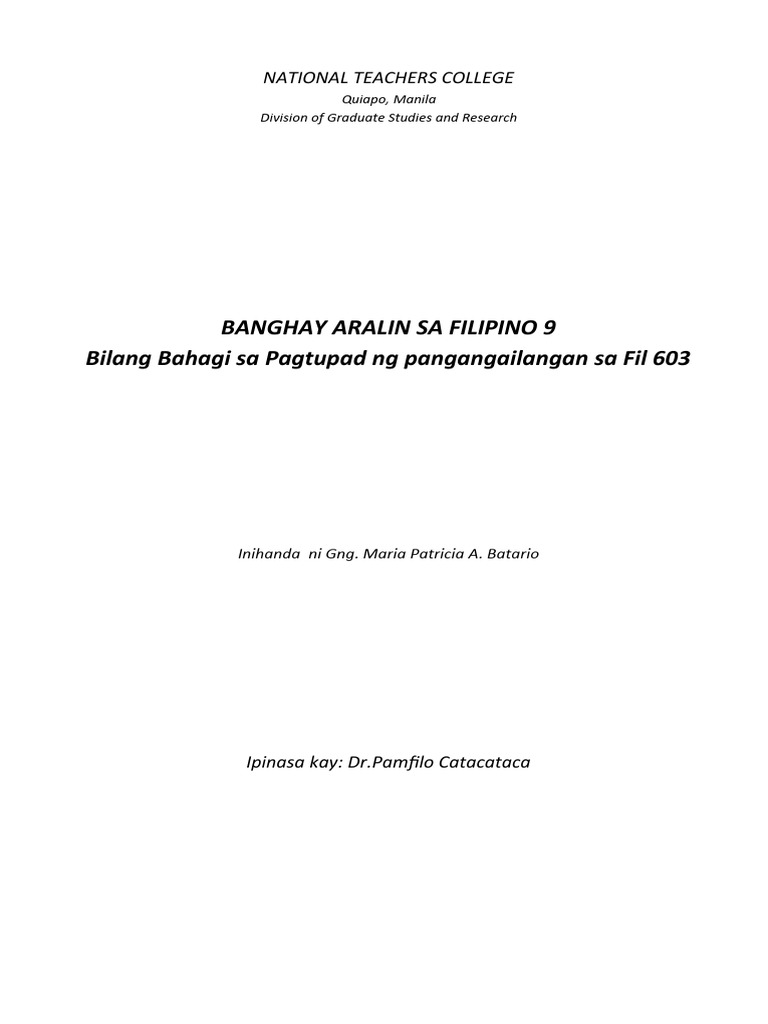 BANGHAY ARALIN SA FILIPINO 9 Bilang Baha | PDF