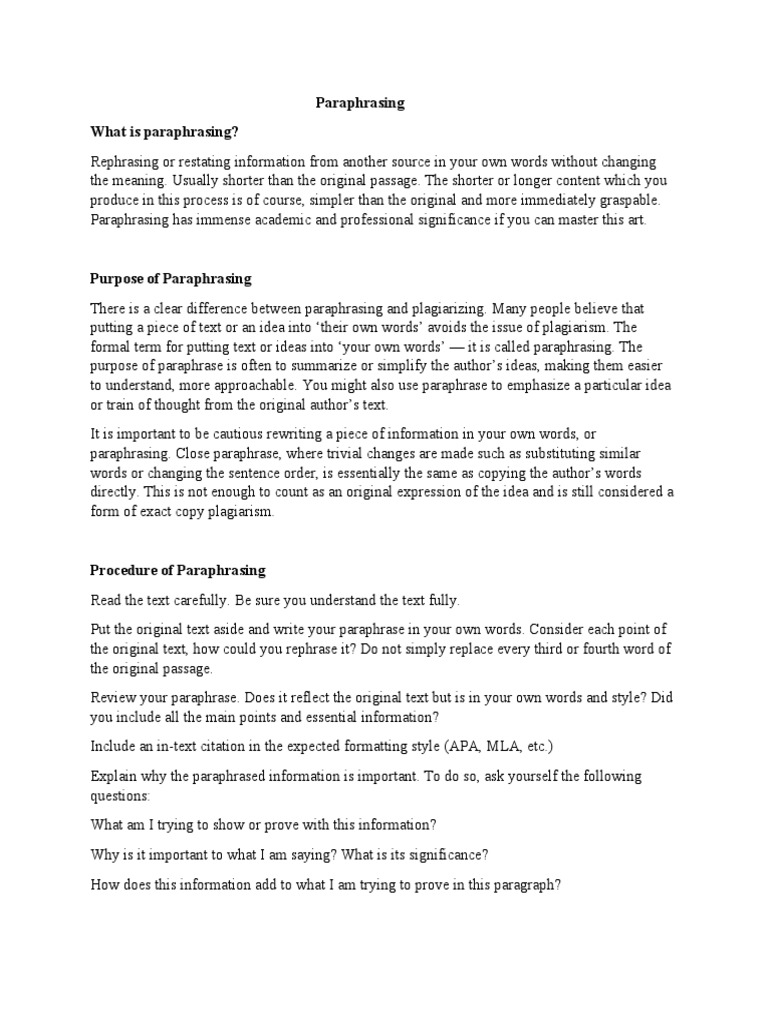 Paraphrasing Guide for Students | PDF | Plagiarism | Employment