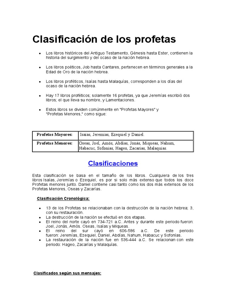 Clasificación de Los Profetas | PDF
