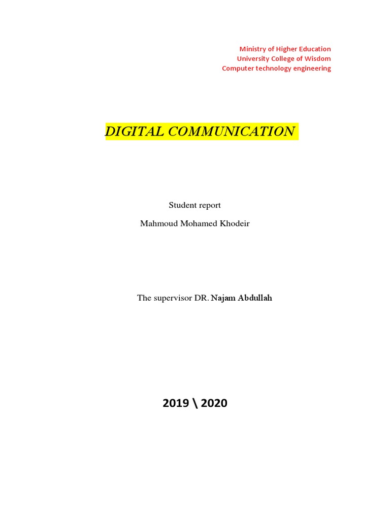 Digital Communication: Student Report Mahmoud Mohamed Khodeir | PDF ...