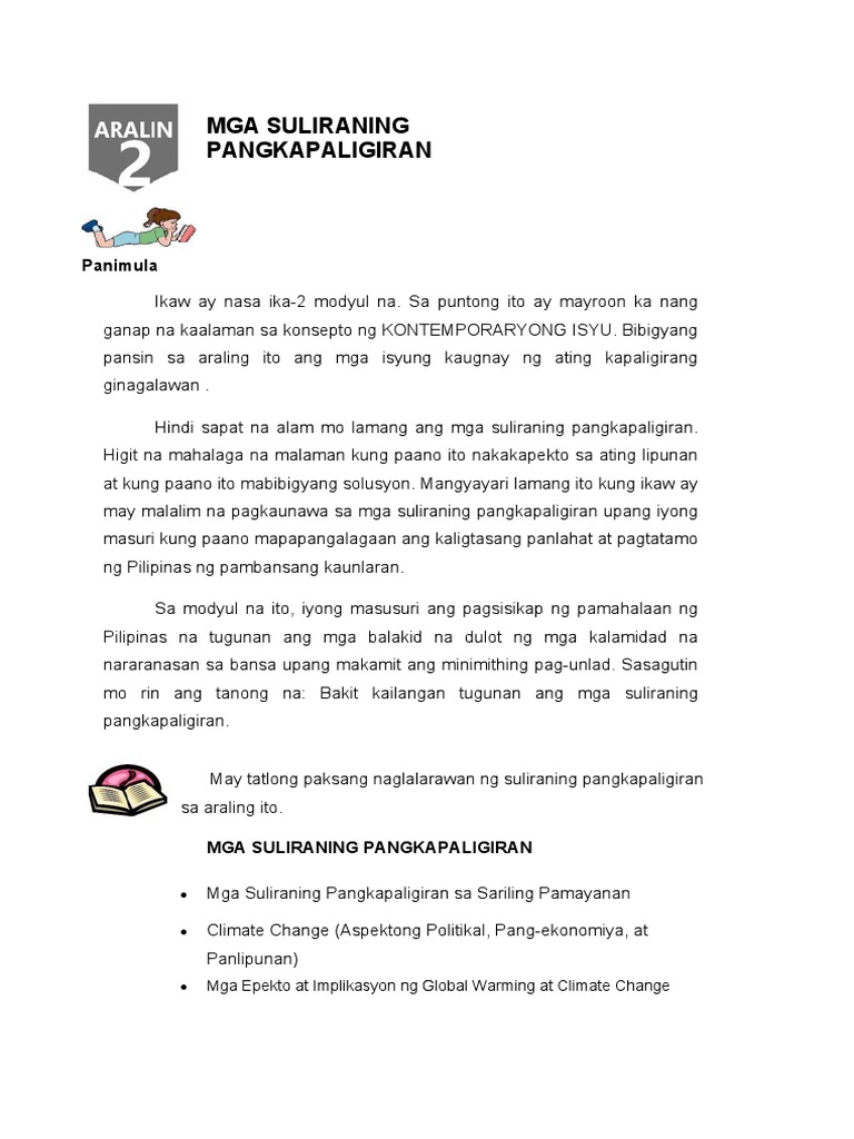 Aralin 2 MGA SULIRANING PANGKAPALIGIRAN | PDF