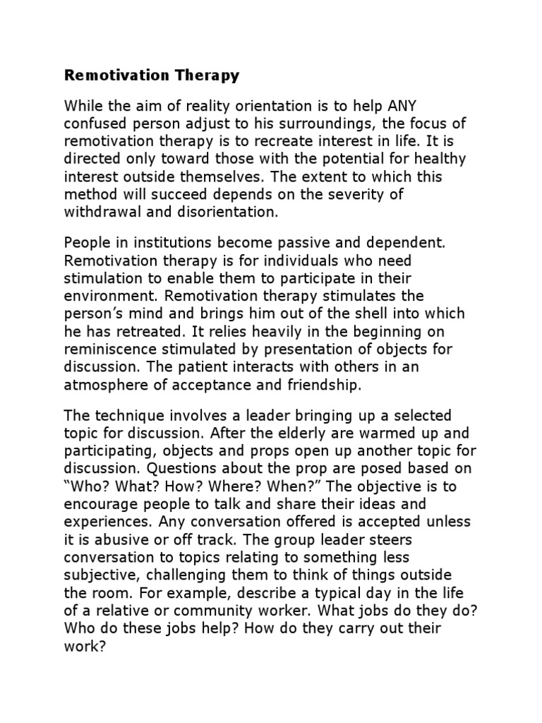 Re Motivation Therapy RG | PDF