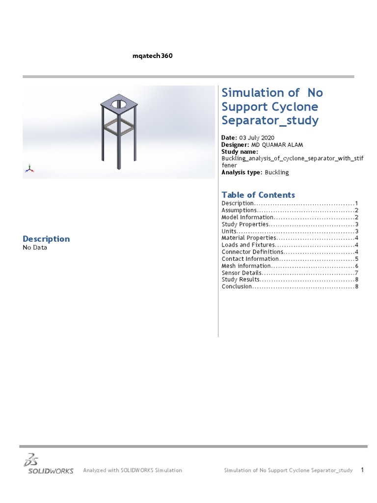 No Support Cyclone Separator - Study-Buckling - Analysis - of - Cyclone ...