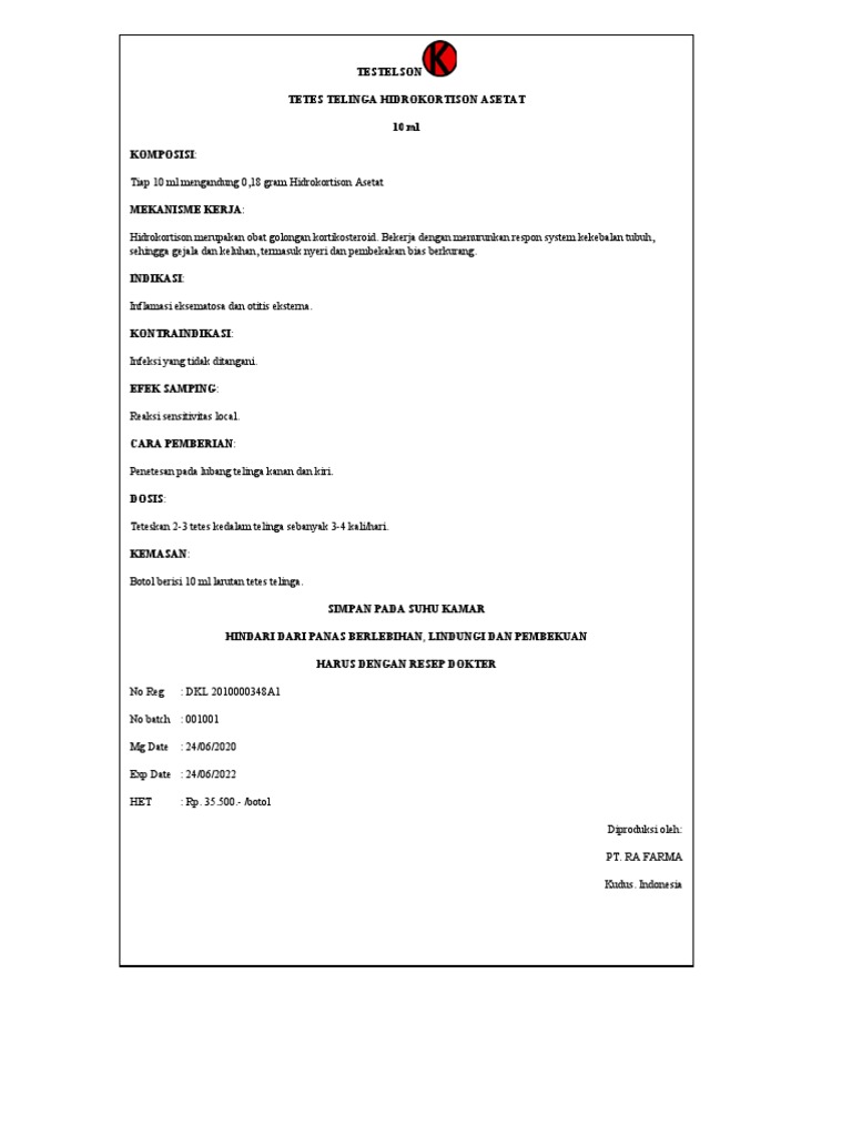 Brosur Tts Telinga HIDROKORTISON | PDF