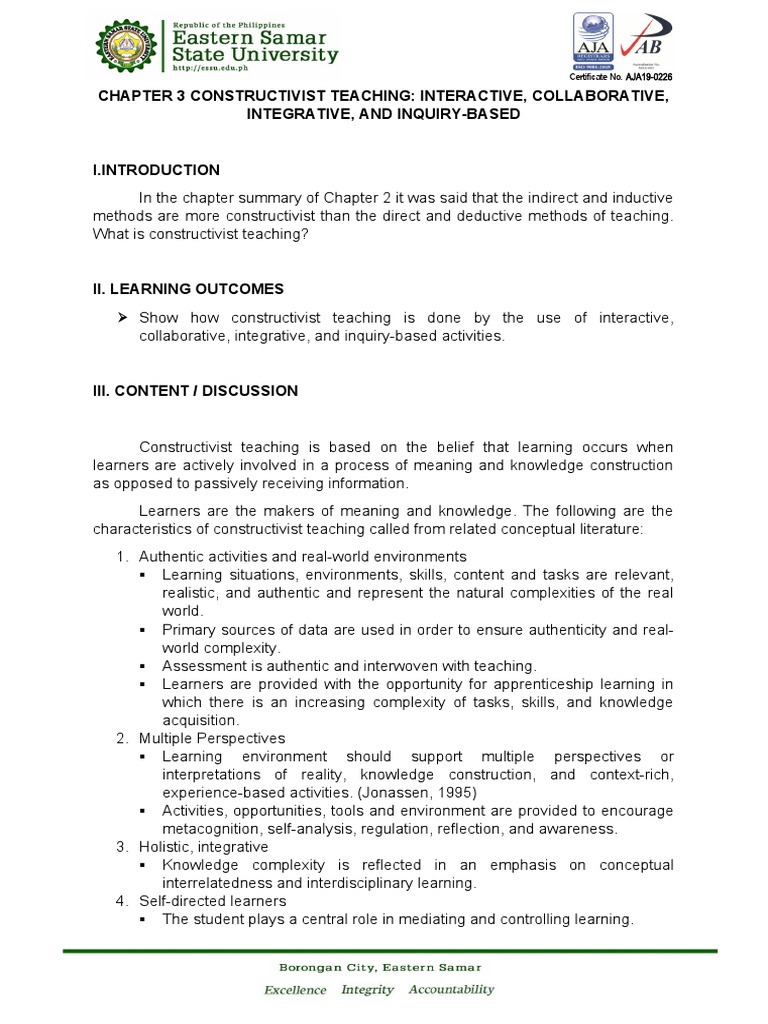 Constructivist Teaching-Module | PDF | Inquiry Based Learning | Constructivism (Philosophy Of ...