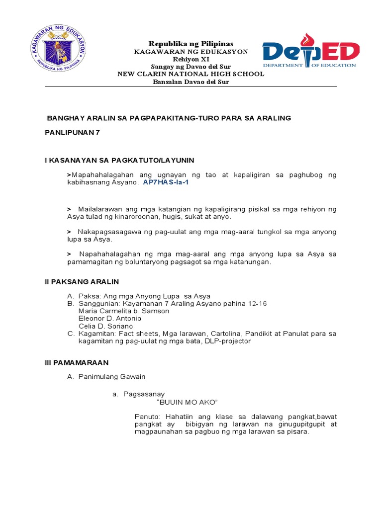 Layunin o Lesson Plan Semi Detailed | PDF