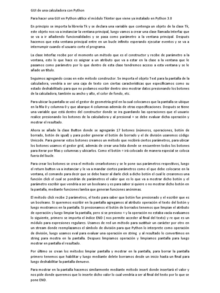 Crear una calculadora GUI en Python | PDF | Python (lenguaje de programación) | Objeto (informática)