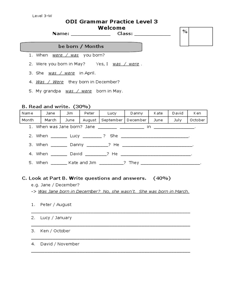 Grammar Practice Level 3 Welcome | PDF